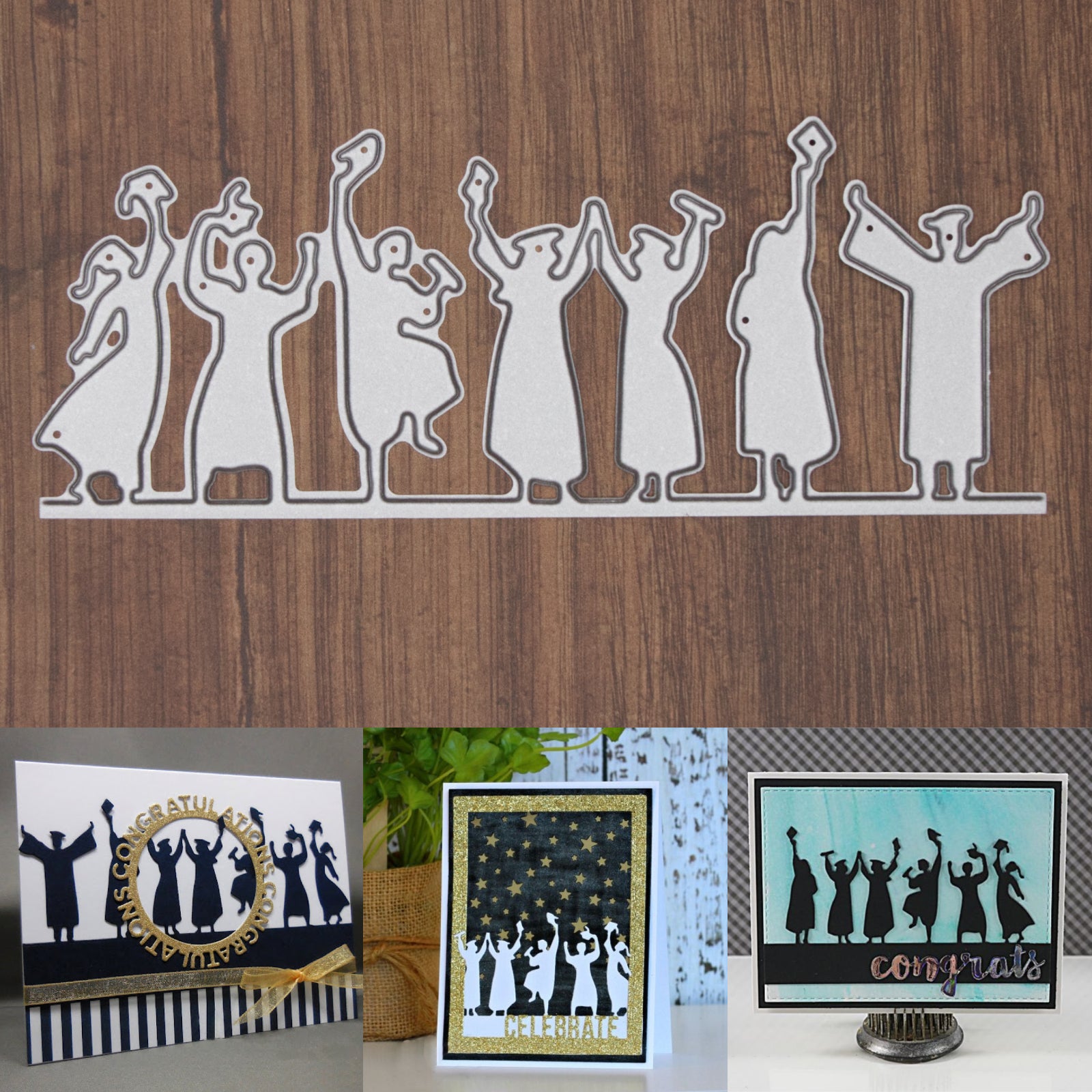 Graduates Celebrating Scene Backdrop Border Cutting Die