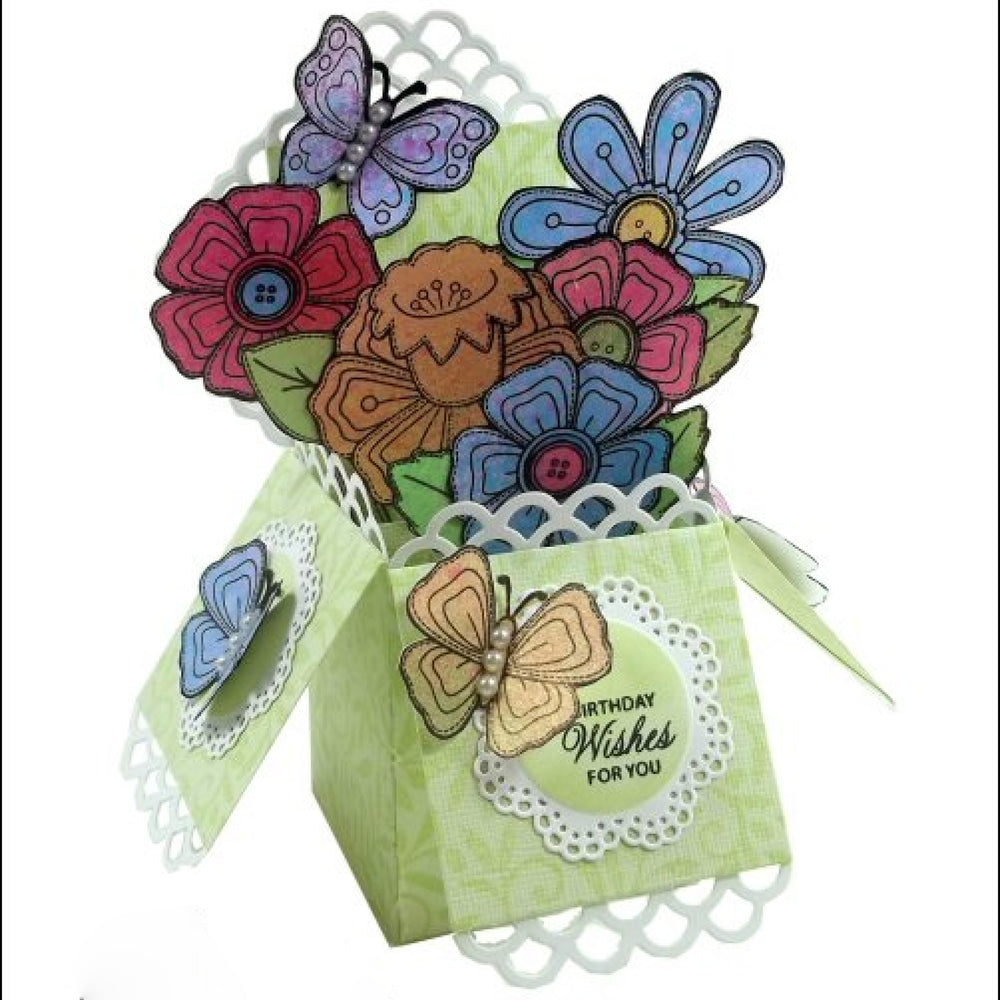 3D Pop Up Box Card w Scallop Lace Cutting & Embossing Dies