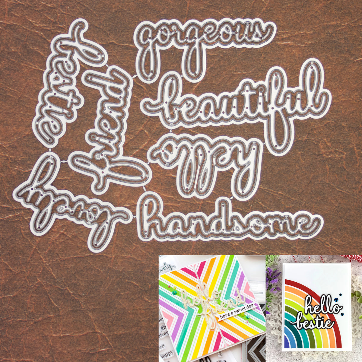 Hello Beautiful Sentiment Words w Shadows Cutting Dies