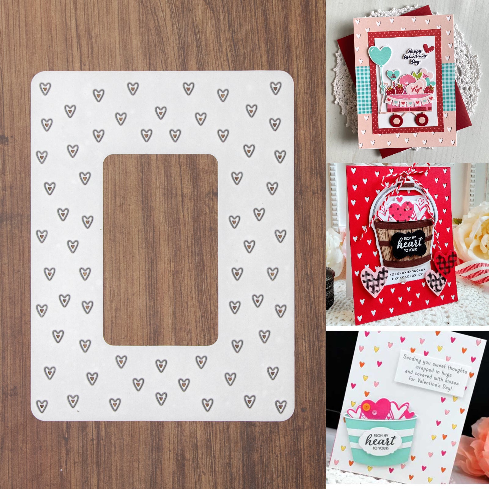 Falling Hearts Border Background Cutting Die